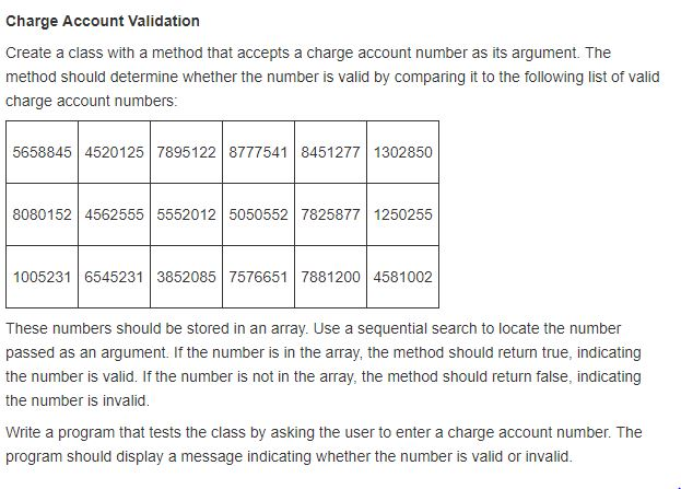 Solved Create a class with a method that accepts a charge | Chegg.com