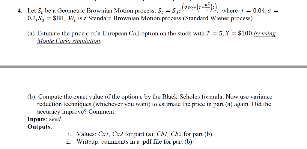 Let S_t be a Geometric Brownian Motion process: S_t = | Chegg.com