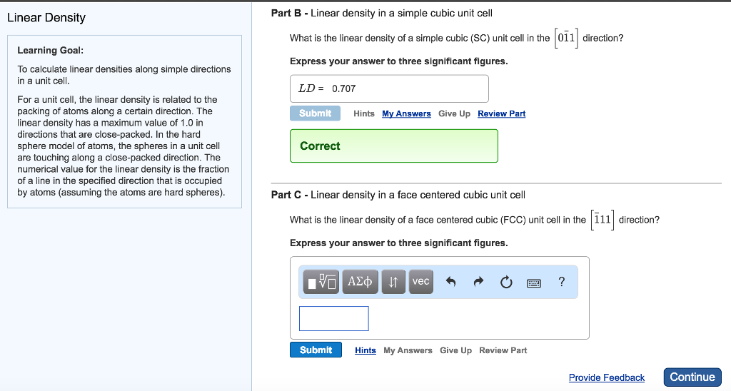 Solved To calculate linear densities along simple directions | Chegg.com