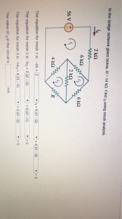 Solved In the bridge network given below, R = 14 kOhm. Find | Chegg.com