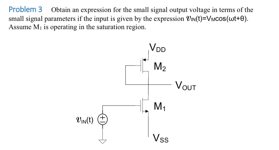 Solved Problem 3 Obtain an expression for the small signal | Chegg.com