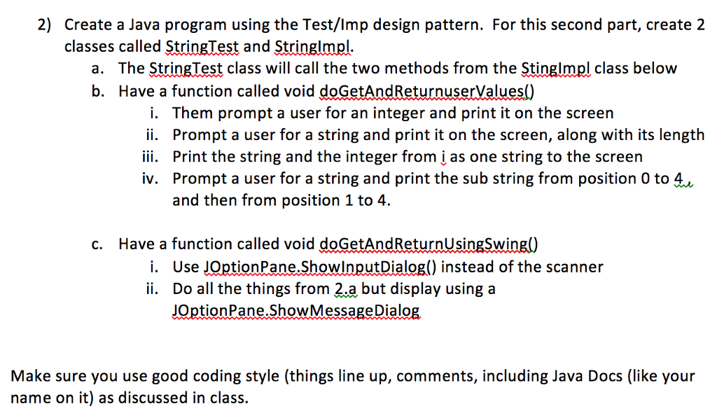 Solved 2 Create A Java Program Using The Testlmp Design 2720