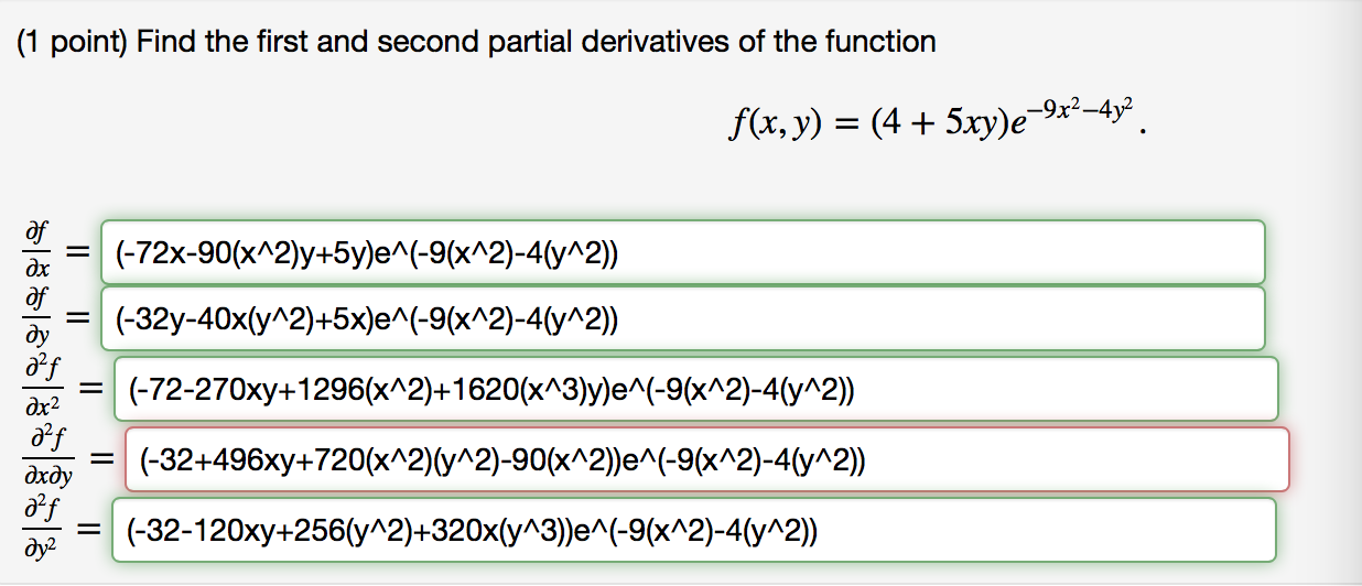 Solved Find the first and second partial derivatives of the | Chegg.com