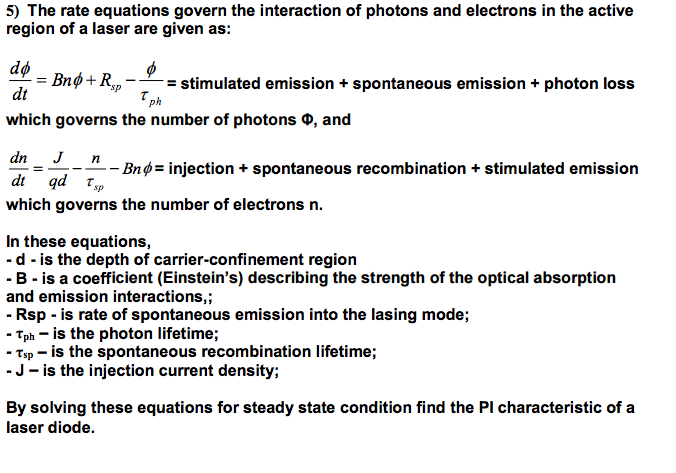 Solved The rate equations govern the interaction of photons | Chegg.com