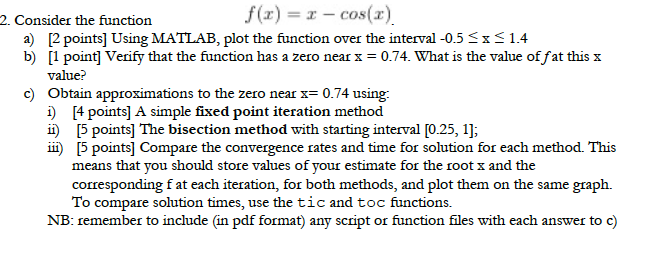 Solved 2. Consider the function f(x)- -cos() a) 2 points] | Chegg.com