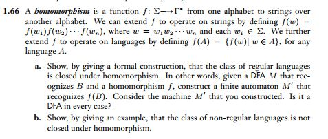 Solved A homomorphism is a function f : Σ→Γ∗ from one | Chegg.com