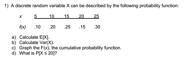 Solved A discrete random variable X can be described by the | Chegg.com