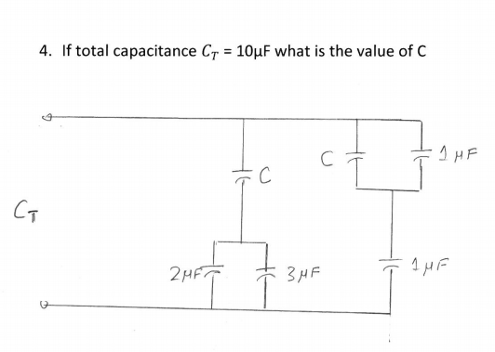 Solved If total capacitance C_T = 10 mu F what is the value | Chegg.com