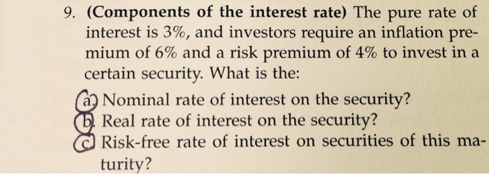 Solved 9. (Components of the interest rate) The pure rate of | Chegg.com