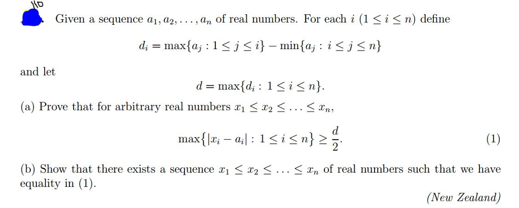 Solved Given a sequence a1, a2,,an of real numbers. For each | Chegg.com