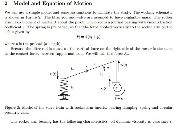 2 Model and Equation of Motion We will use a simple | Chegg.com