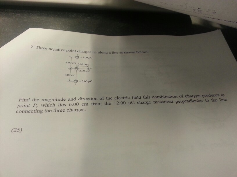 Solved Three negative point charges lie along a line as | Chegg.com