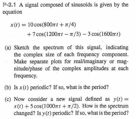 Solved A signal composed of sinusoids is given by the | Chegg.com