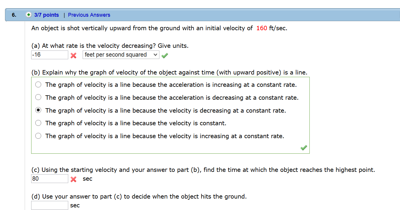 Solved An object is shot vertically upward from the ground | Chegg.com