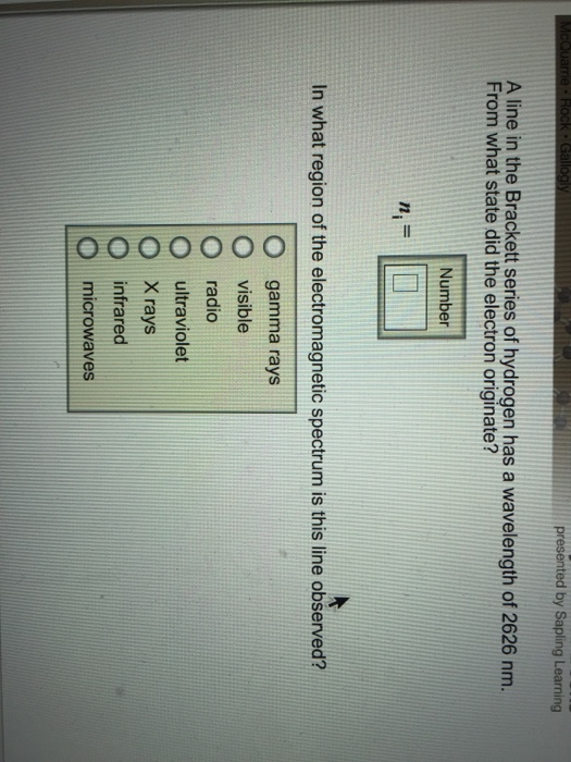 Solved A line in the brackett series of hydrogen has a | Chegg.com