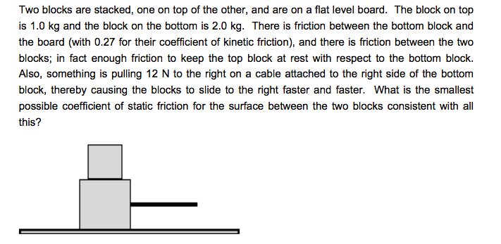 Solved Two blocks are stacked, one on top of the other, and | Chegg.com