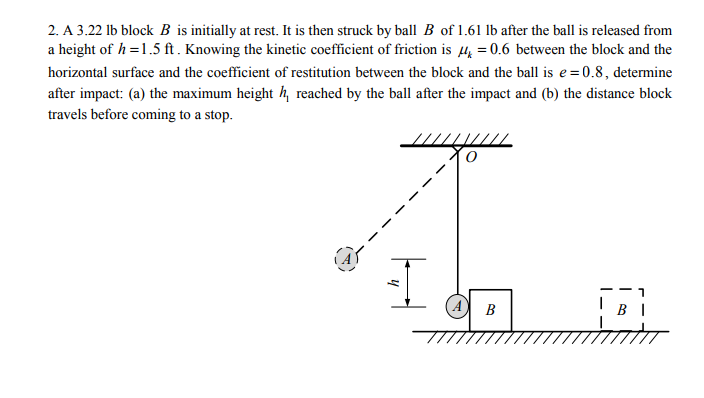 Solved 2. A 3.22 lb block B is initially at rest. It is then | Chegg.com