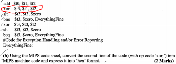 Solved add $t0, $t1 $t2 xor $t3, $tl, $t2 slt $t3, $t3, | Chegg.com