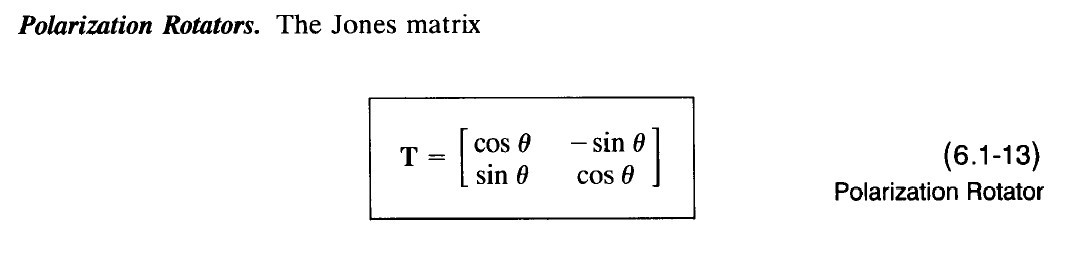 Polarization Rotators. The Jones matrix T = | Chegg.com