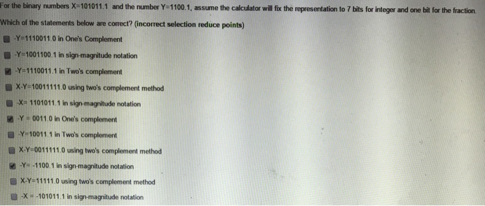 Solved For the binary numbers X = 101011.1 and the number Y | Chegg.com