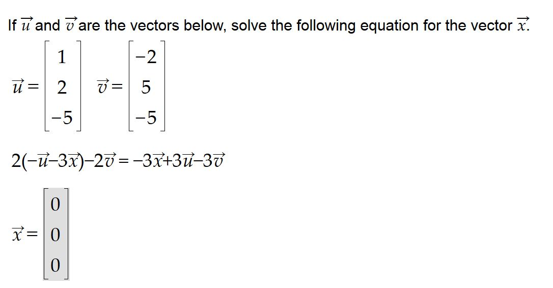 Solved If vector u and vector v are the vectors below, solve | Chegg.com