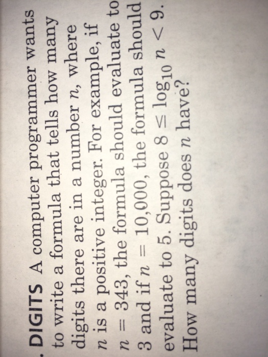 Solved DIGITS A computer programmer wants to write a formula | Chegg.com