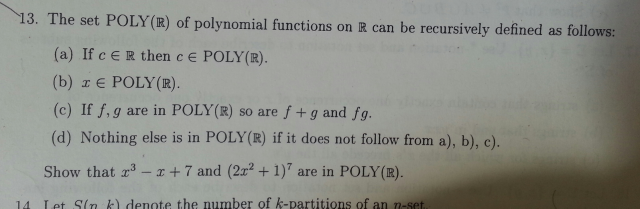 Solved The set POLY(R) of polynomial functions on R can be | Chegg.com