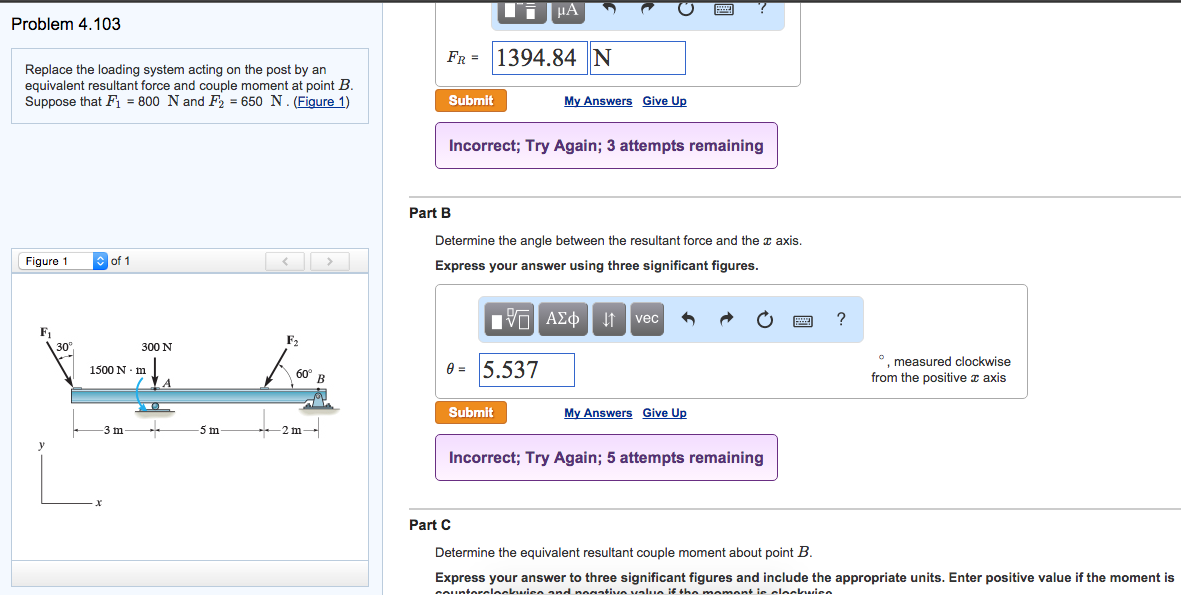 Solved Replace the loading system acting on the post by an | Chegg.com