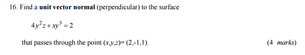 Solved Find a unit vector normal (perpendicular) to the | Chegg.com