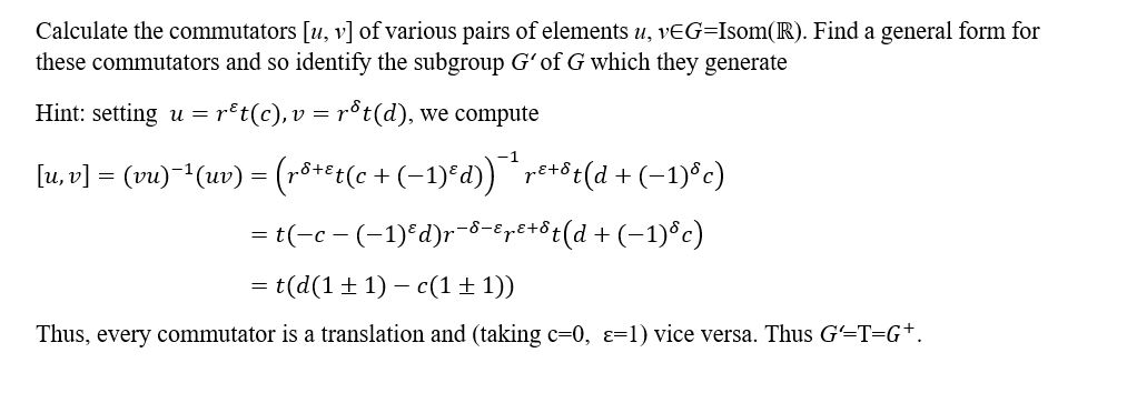 Calculate the commutators [u, nu] of various pairs of | Chegg.com