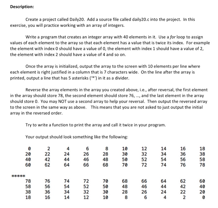 Solved Create a project called Daily20. Add a source file | Chegg.com