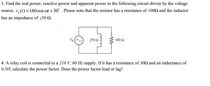 Solved Find the real power, reactive power and apparent | Chegg.com
