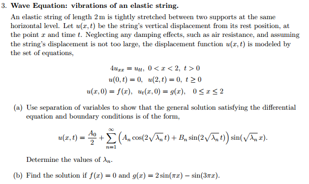 Solved Wave Equation: vibrations of an elastic string. An | Chegg.com