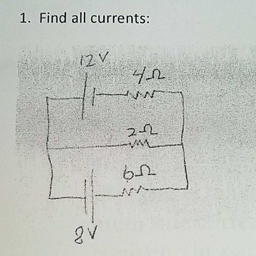 Solved 1. Find all currents: | Chegg.com Solved 1. Find all currents: | Chegg.com