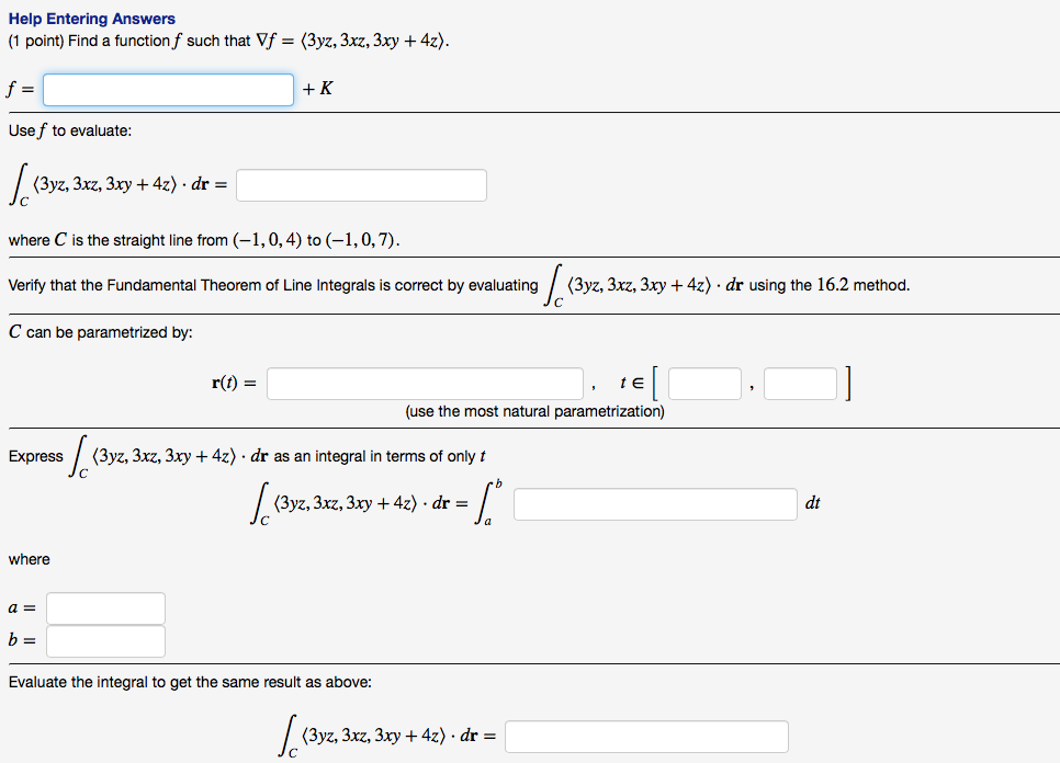 Solved Help Entering Answers (1 point) Find a functionf such | Chegg.com