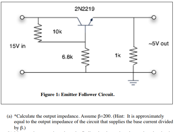 Solved Calculate the output impedance. Assume ?=200. (Hint: | Chegg.com