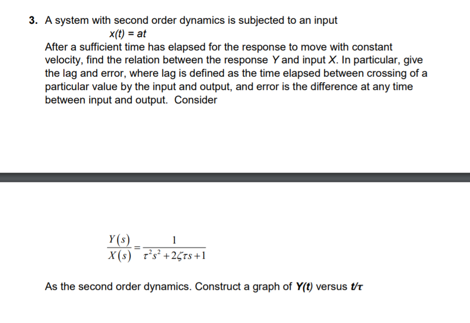 Solved 3. A system with second order dynamics is subjected | Chegg.com