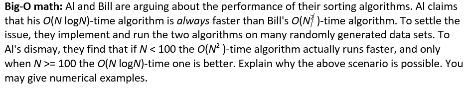 Solved Big-O math: Al and Bill are arguing about the | Chegg.com