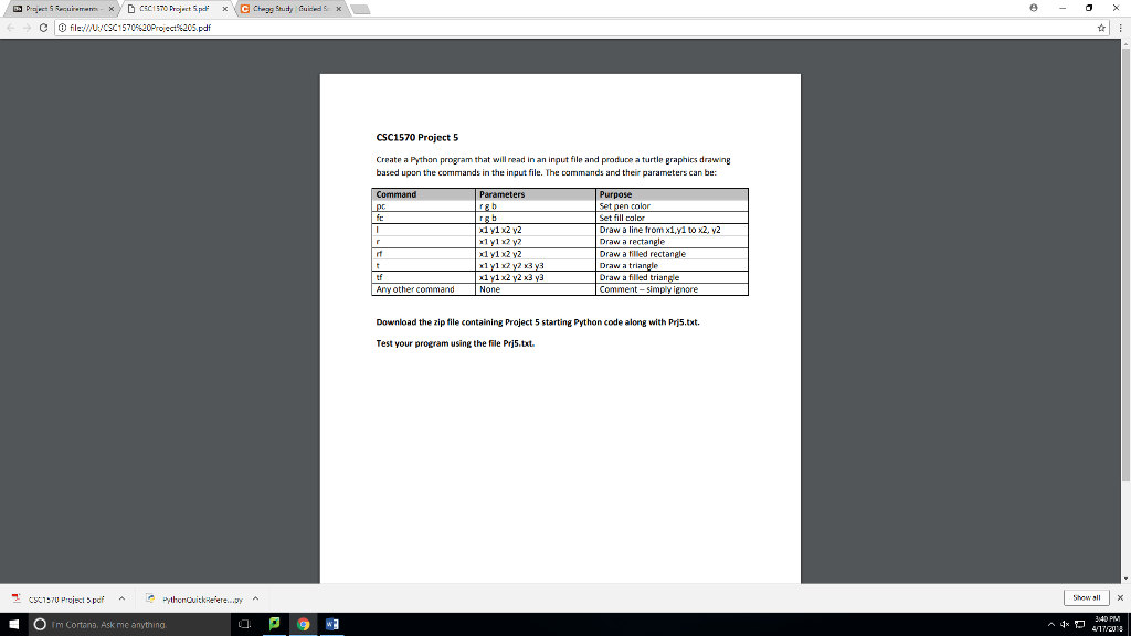 I need help with a Python Programming Project here | Chegg.com