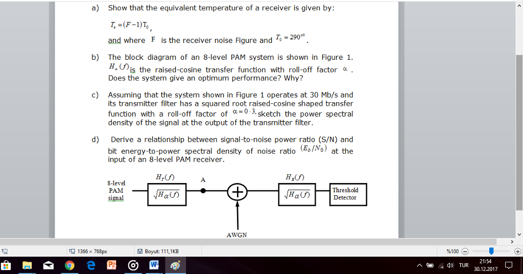 Solved a) Show that the equivalent temperature of a receiver | Chegg.com