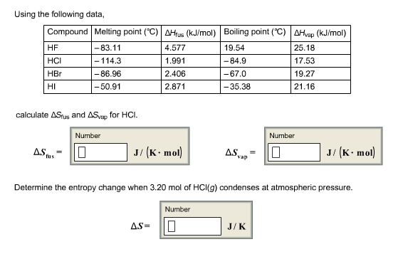 Solved Using the following data, calculate delta S fus and | Chegg.com