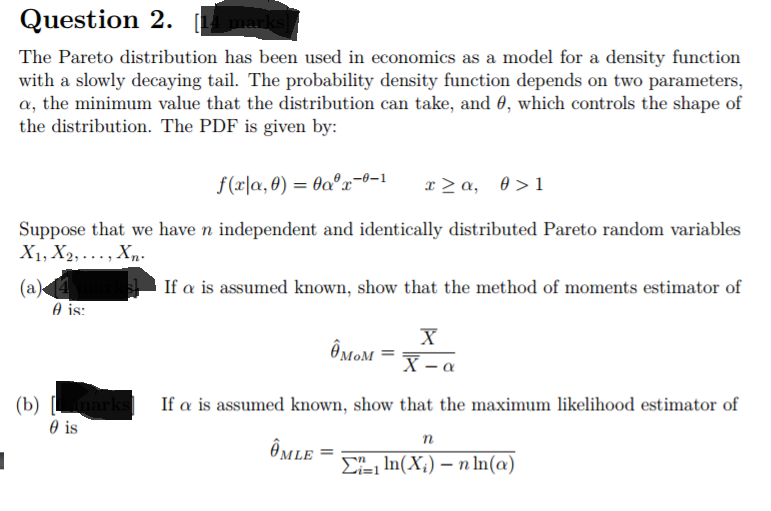 Solved The Pareto distribution has been used in economics as | Chegg.com