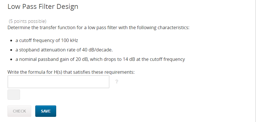Solved Determine the transfer function for a low pass filter | Chegg.com