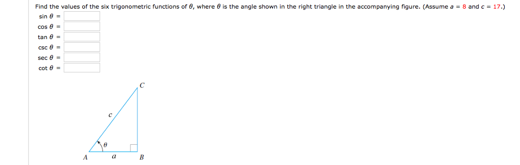 Solved Find the values of the six trigonometric functions of | Chegg.com