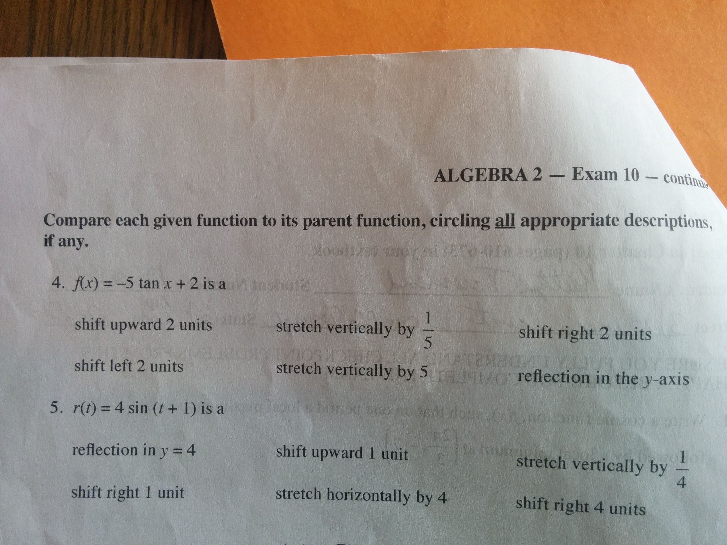 Solved Compare each given function to its parent function, | Chegg.com