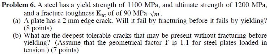 A steel has a yield strength of 1100 MPa, and | Chegg.com