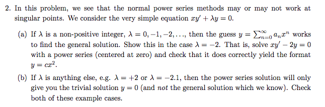 In this problem. we see that the normal power series | Chegg.com