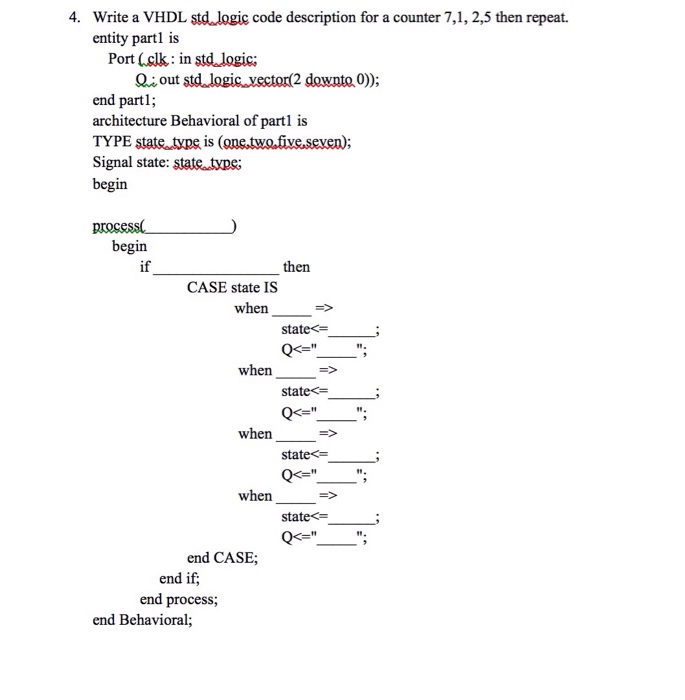 Solved Write a VHDL std_logic code description for a counter | Chegg.com