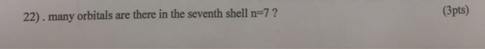 Solved Many orbitals are there in the seventh shell n=7? | Chegg.com