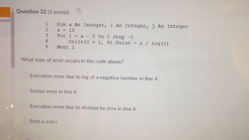 Solved Dim A As Integer I As Integer J As Integer A 10